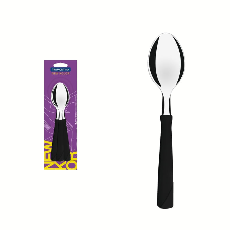 Conjunto Colher Mesa Inox 3 Peças New K Preto Tramontina - Shop Coopera