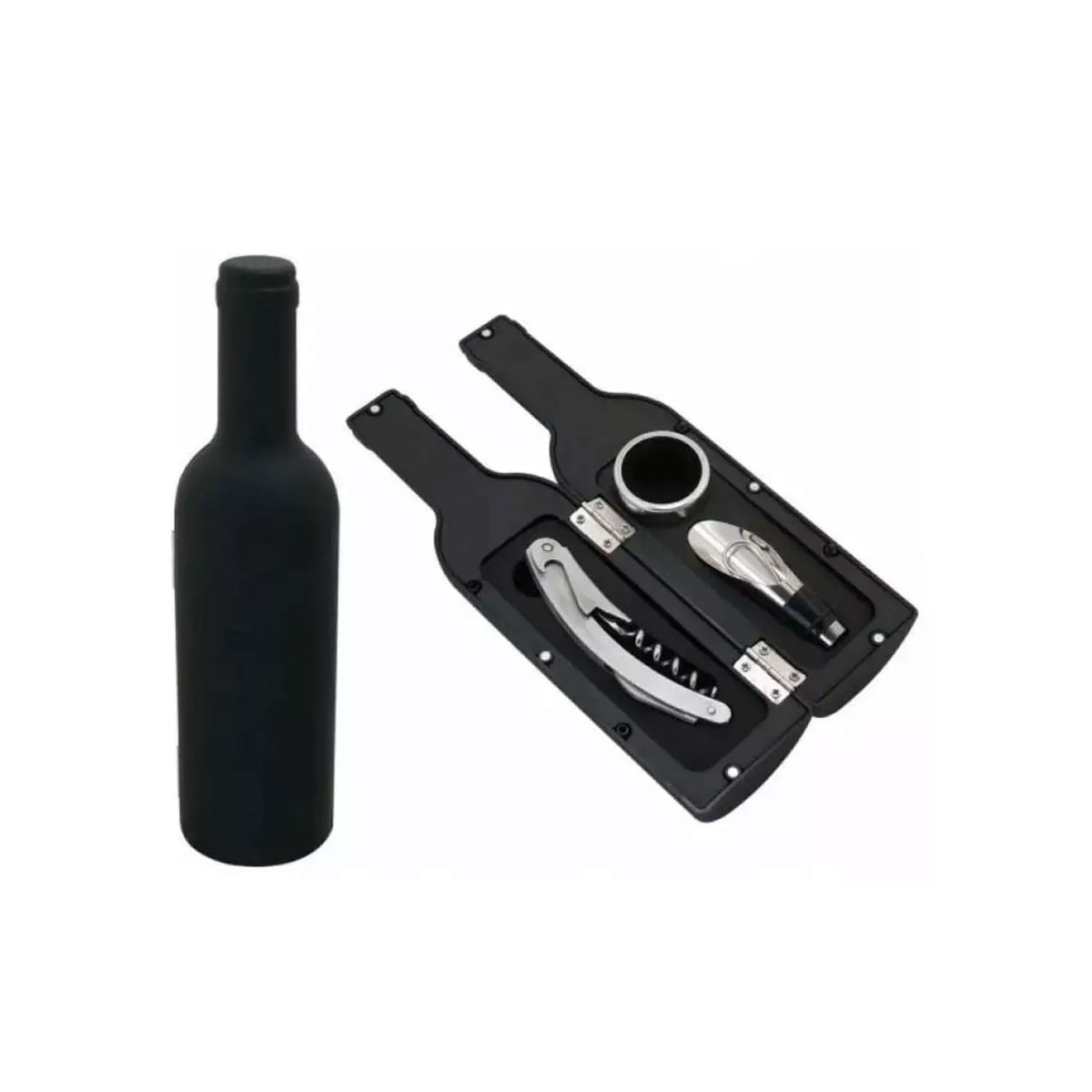 Kit para Vinho com Abridor Saca Rolha Colarinho Case Garrafa e Dosador ...