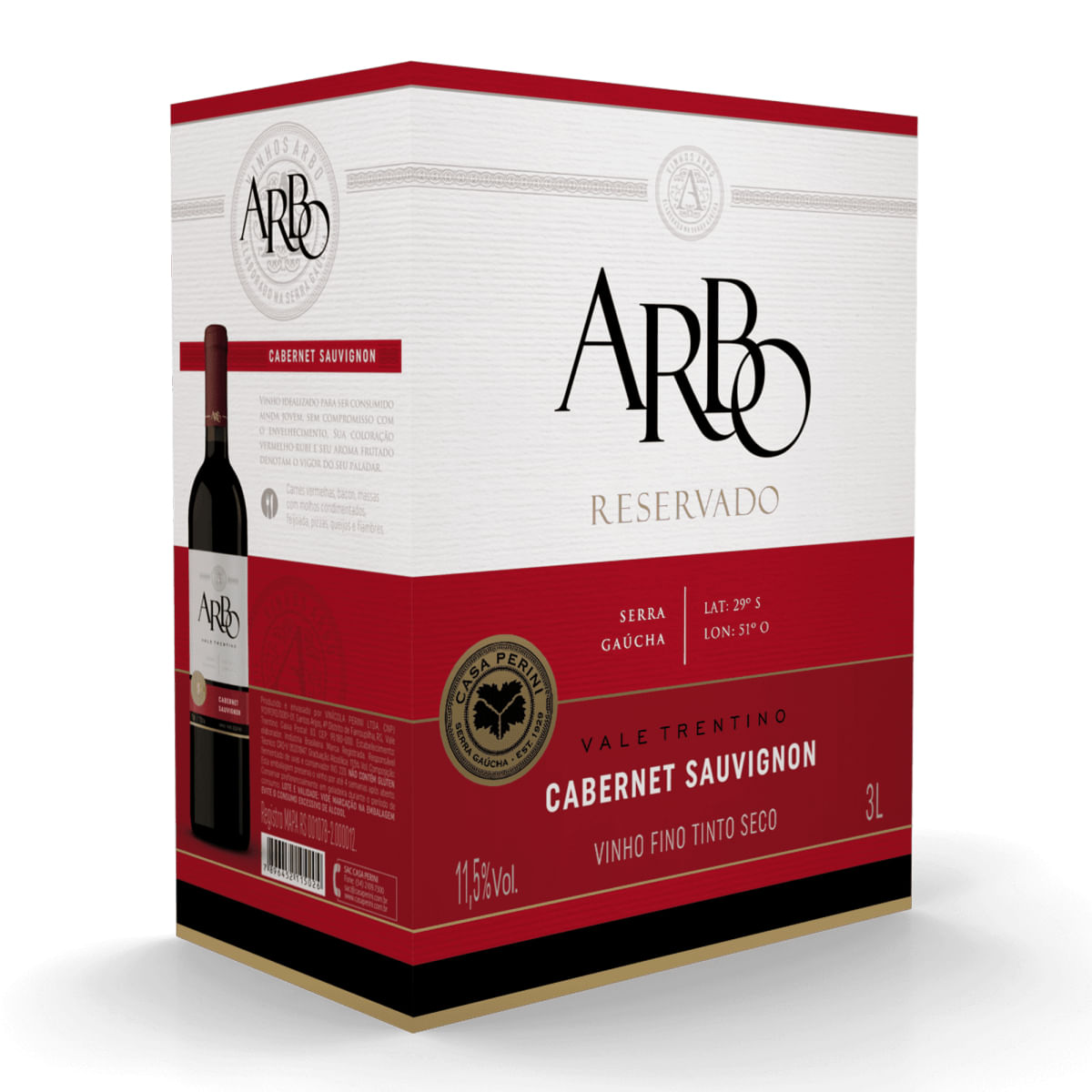 Vinho Tinto Seco Cabernet Sauvignon Arbo Casa Perini Bag In Box 3L ...