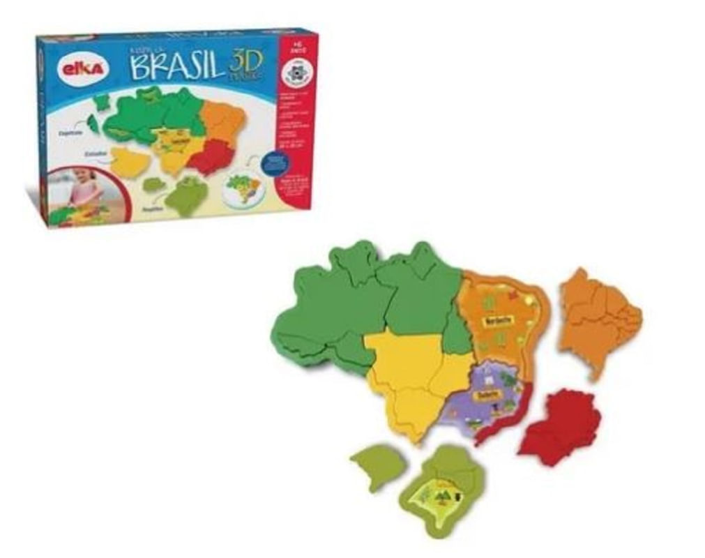 Quebra Cabeça Escolar 3d Mapa Do Brasil Didatico - Plástico - Shop Coopera