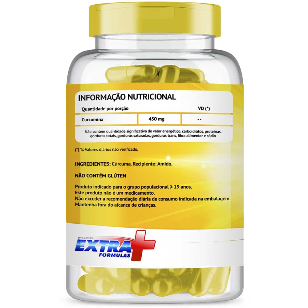 Curcuma Longa Curcumina 450mg com 60 cápsulas Extra Formulas - Shop Coopera
