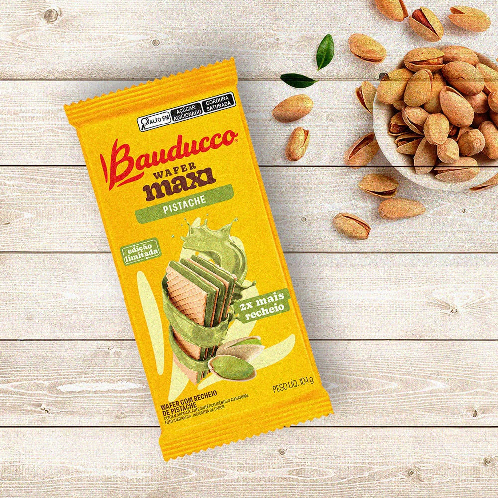 Biscoito Wafer Maxi Bauducco Pistache 104g - Shop Coopera