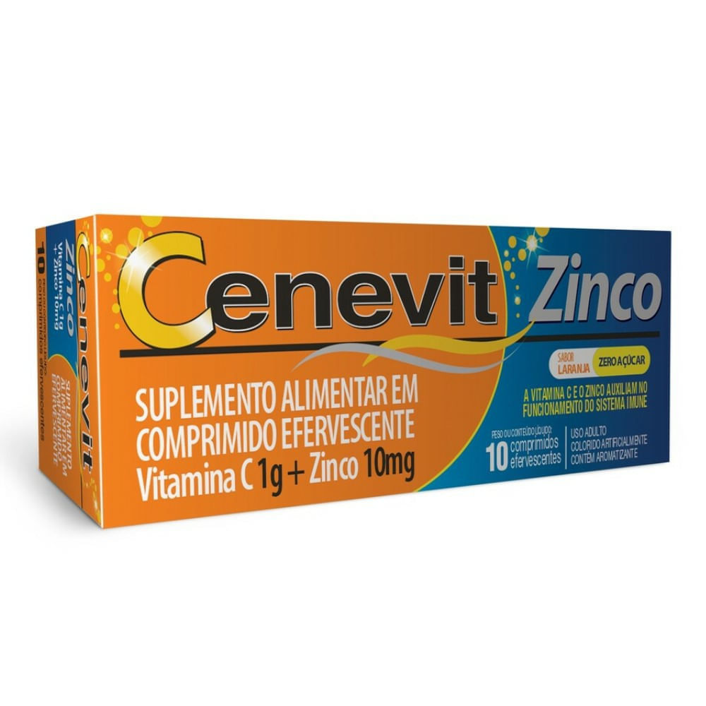 Suplemento Alimentar Cenevit Zinco 1g+10mg 10 Comprimidos Efervescentes ...