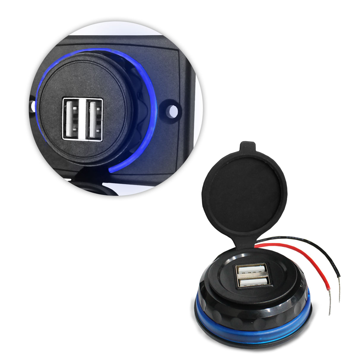 Tomada Carregador Veicular 2 USB Carro Van Caminhão Barco 12v 24v 3Ah ...