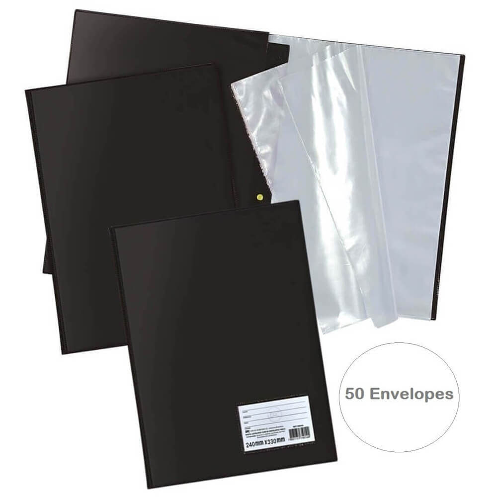Pasta Catalogo Com 50 Envelopes Medios Preta (Ref. 1053) Dac - Shop Coopera