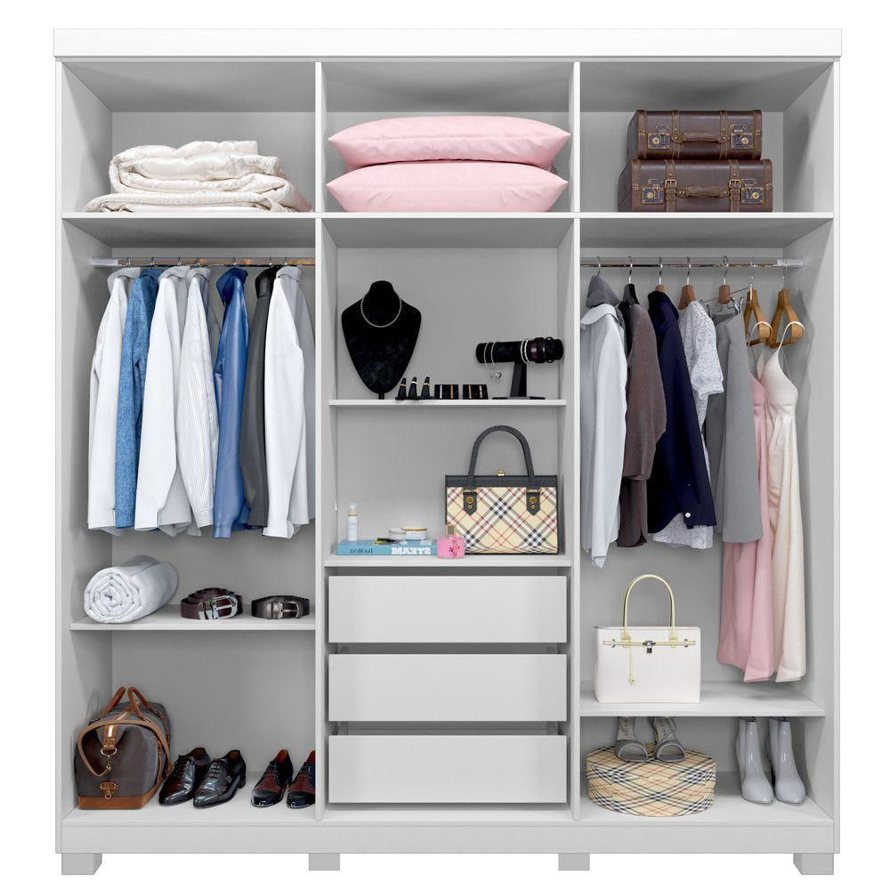 Guarda Roupa Milão 6 Portas 3 Gavetas 7 Prateleiras - Beneti Branco ...