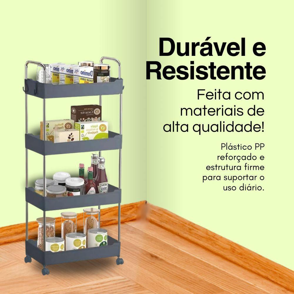 Estante Móvel Compacta 4 Andares Em Plástico Cinza Com Rodas Giratórias ...
