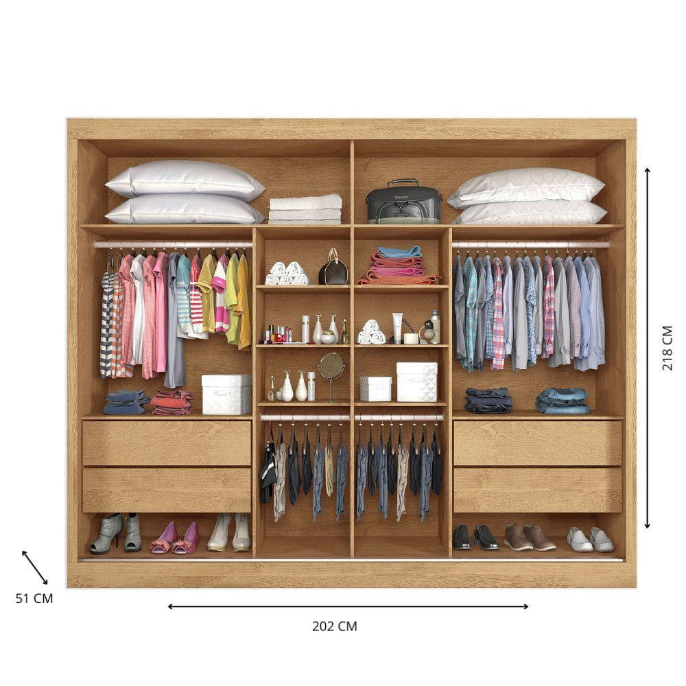 Guarda Roupa Verona Plus 2 Portas Espelhado 100% Mdf Amêndoa - Shop Coopera