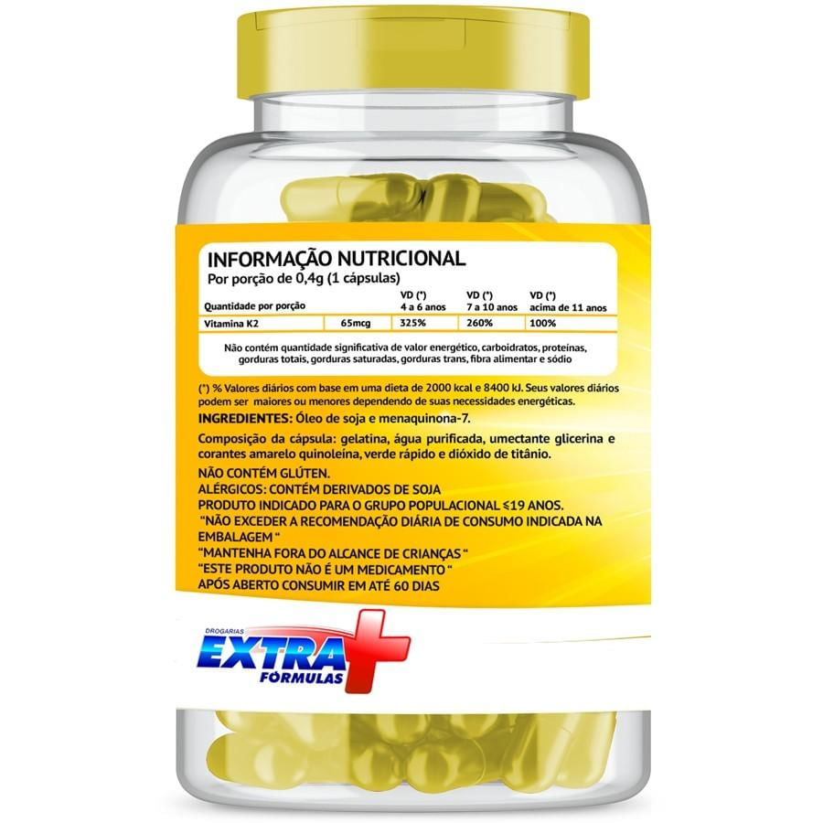 Vitamina K2 MK7 Menaquinona com 60 cápsulas - Shop Coopera