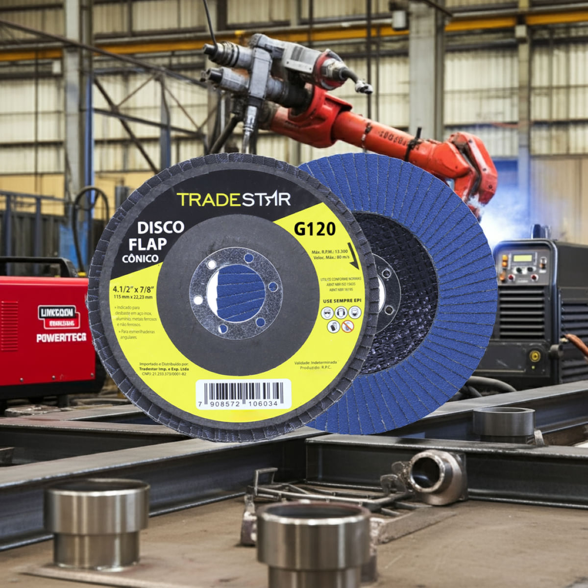 Disco Flap 115 mm G120 Fibra Cônico Azul Aço e Inox Tradestar - Shop ...