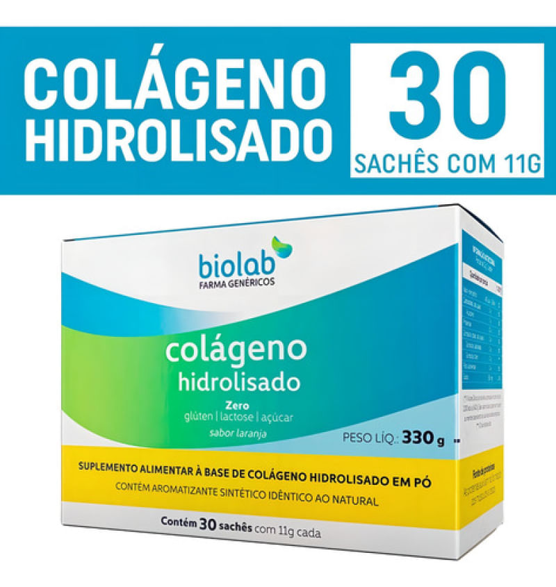 Colágeno Hidrolisado Em Pó 30 Sachês X 11g Sabor Laranja - Shop Coopera