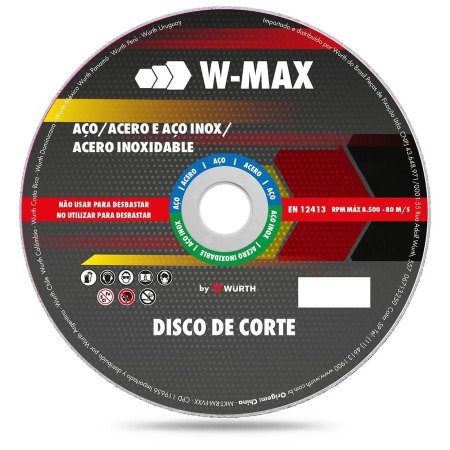 Disco Corte Inox 180 X 1,6 X 22,23 W-Max Wurth - Shop Coopera