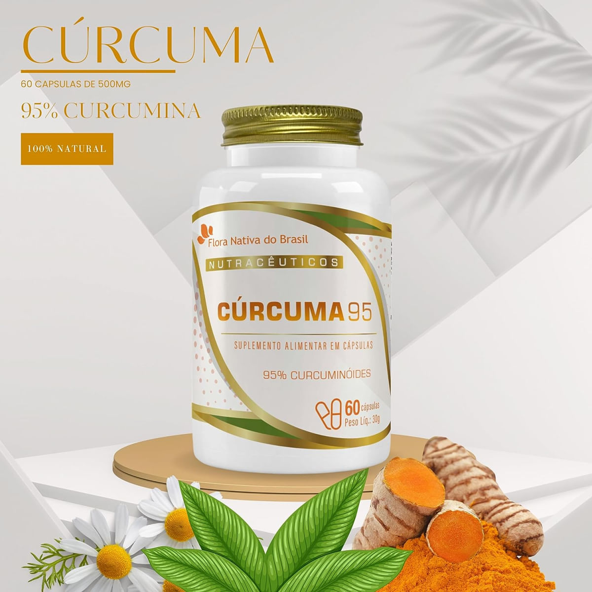 Kit Com 6 Cúrcuma 95% Curcumina 60 Capsulas de 500mg Flora Nativa do ...